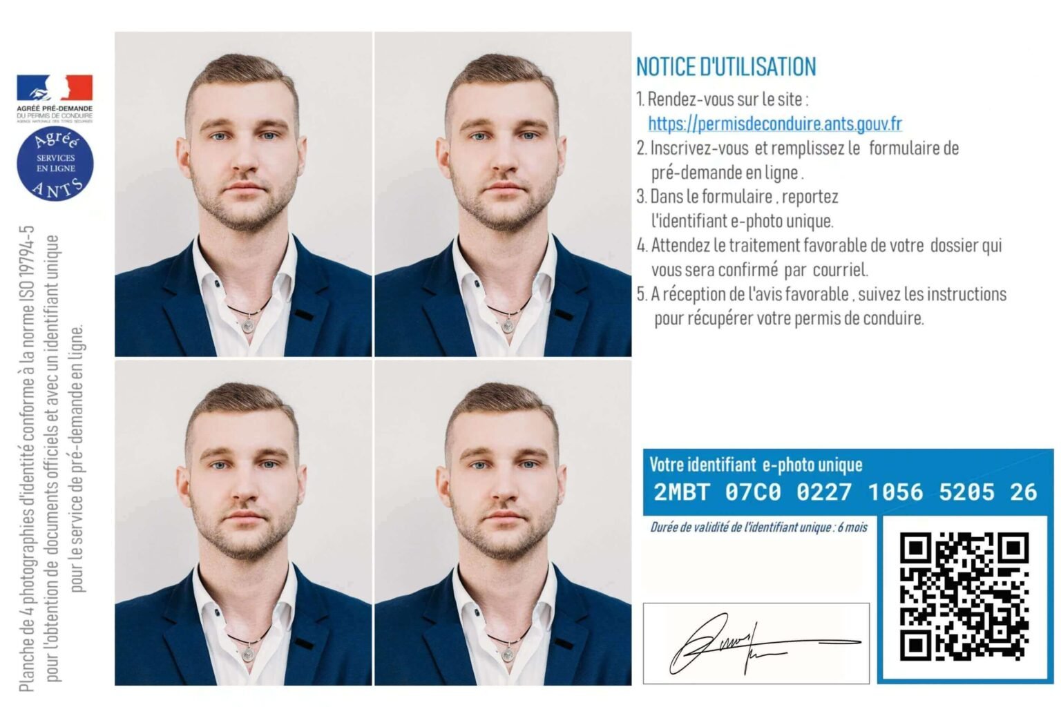 ePhoto ANTS conforme – Impression & code instantané